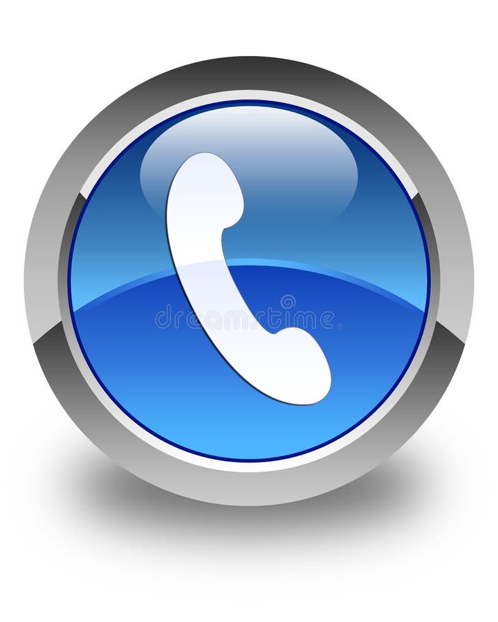 Phone Icon Glossy Blue Round Button Stock Illustration - Illustration ...