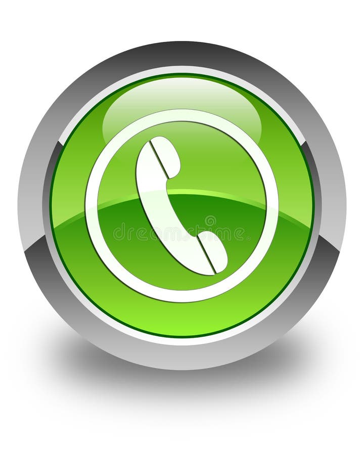 Phone Icon Glossy Green Round Button Stock Illustration - Illustration ...
