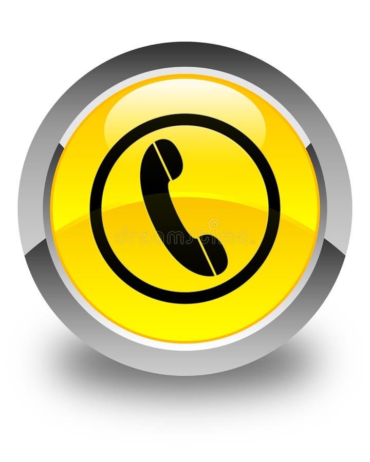 Phone Icon Glossy Yellow Round Button Stock Illustration - Illustration ...