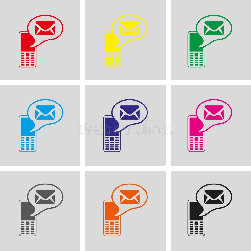 Phone Icon with Message Stock Vector Illustration Flat Design Stock ...
