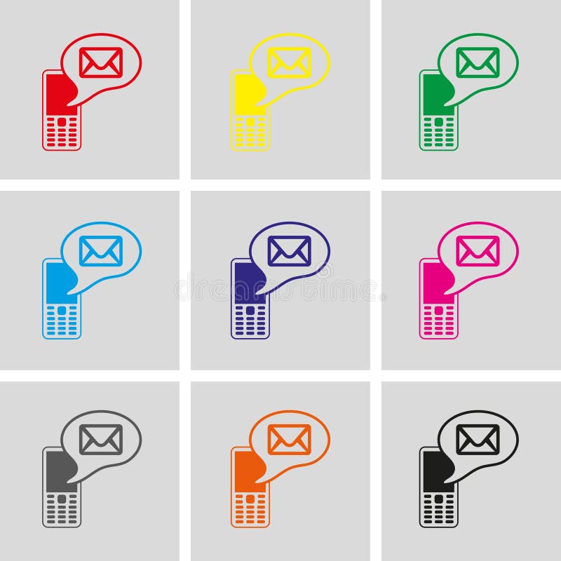 Phone Icon with Message Stock Vector Illustration Flat Design Stock ...