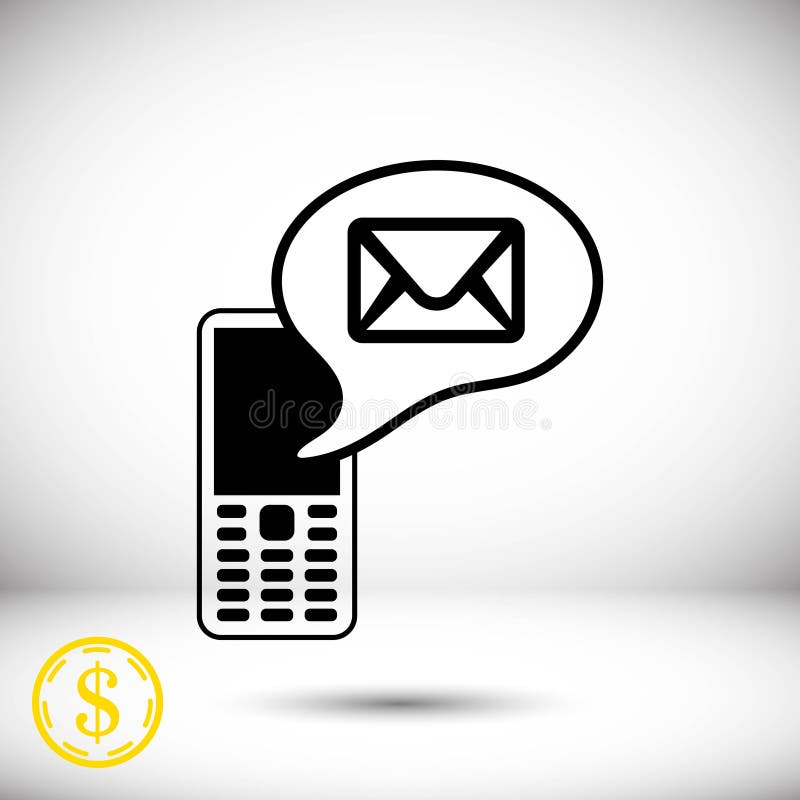 Phone Icon with Message Stock Vector Illustration Flat Design Stock ...