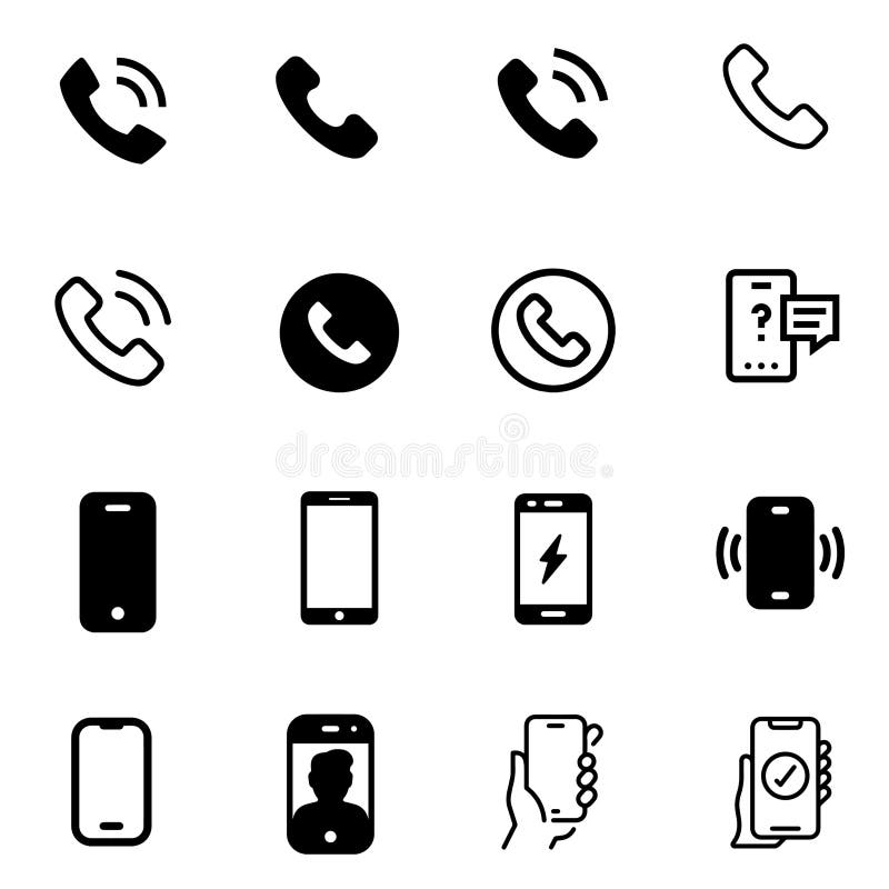 Phone Icon Pack Vector Design Stock Vector - Illustration of colour ...