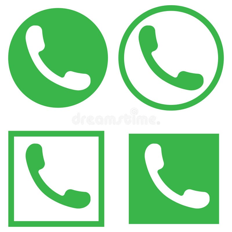 Phone Icon Set. Green Call Symbol. Vector Communication Shapes. Four ...