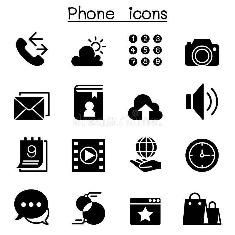 Phone icon set stock illustration. Illustration of clip - 97031959
