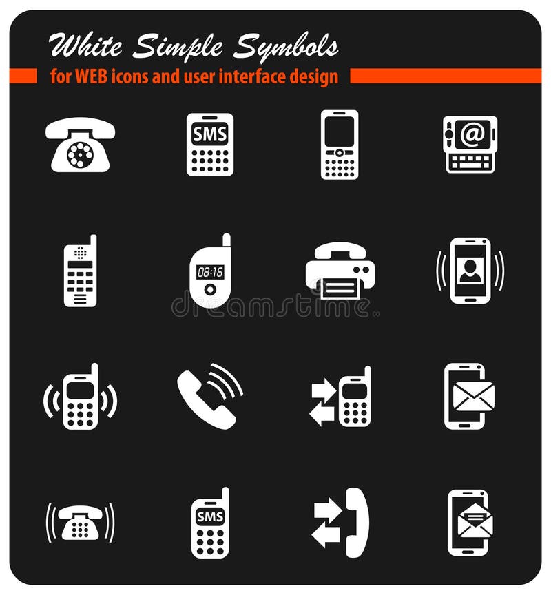 Phone icon set stock vector. Illustration of simple, proceeding - 88017545