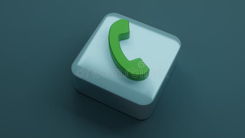 Phone Icon on Square Shape , 3d Rendering Stock Illustration ...