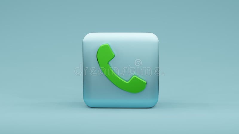 Phone Icon on Square Shape , 3d Rendering Stock Illustration ...