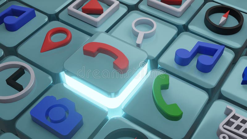 Phone Icon on Square Shape , 3d Rendering Stock Illustration ...