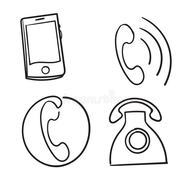 Phone Icon Vector with Cartoon Hand Drawing Style Stock Vector ...