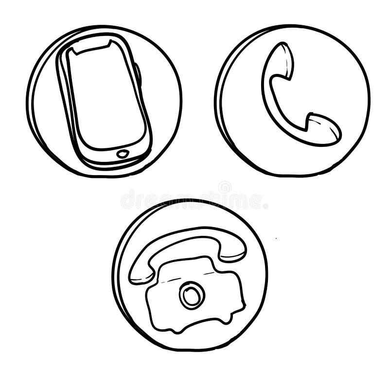 Phone Icon Vector with Handdrawn Doodle Style Vector Stock Vector ...