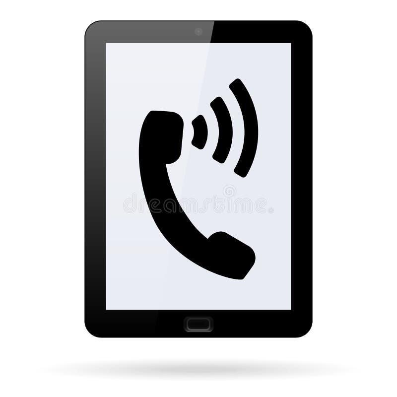 Phone Icon with Waves on a Realistic Tablet Background Stock Vector ...