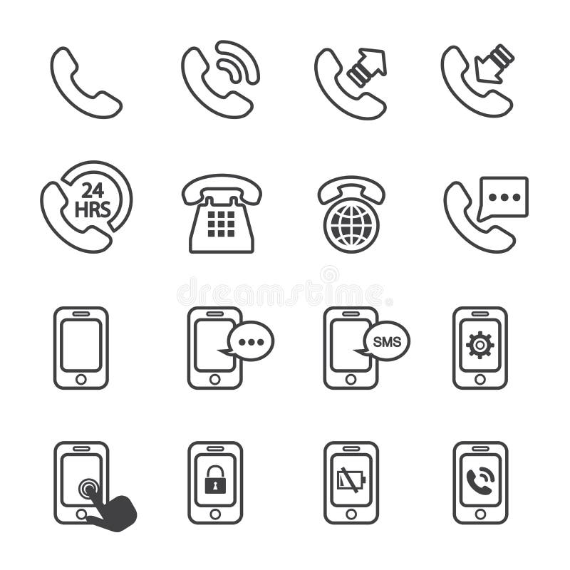 Vector Modern Phone Icon Set in Bubble Speech Stock Vector ...
