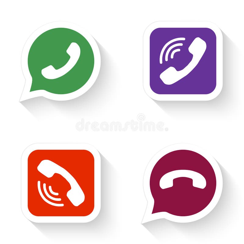Phone Icons Set in Speech Bubble and Button Editorial Image ...