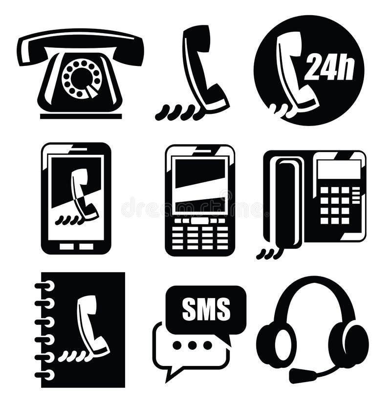 Telephone and Cell Phone Symbols Stock Vector - Illustration of ...
