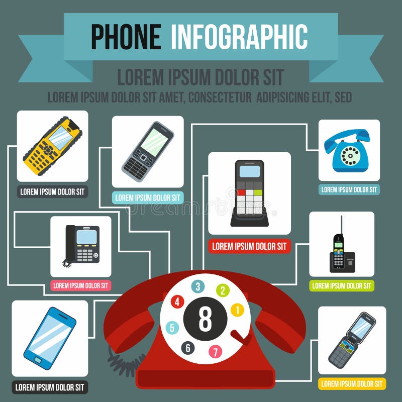 Phone Infographics, Flat Style Stock Illustration - Illustration of ...