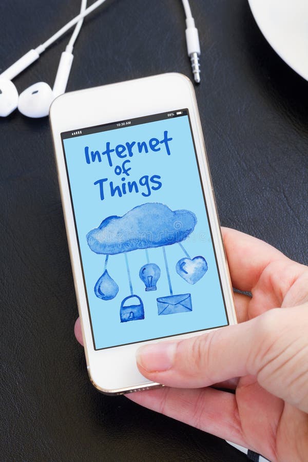 Phone with Internet of Things Icons Stock Photo - Image of online ...