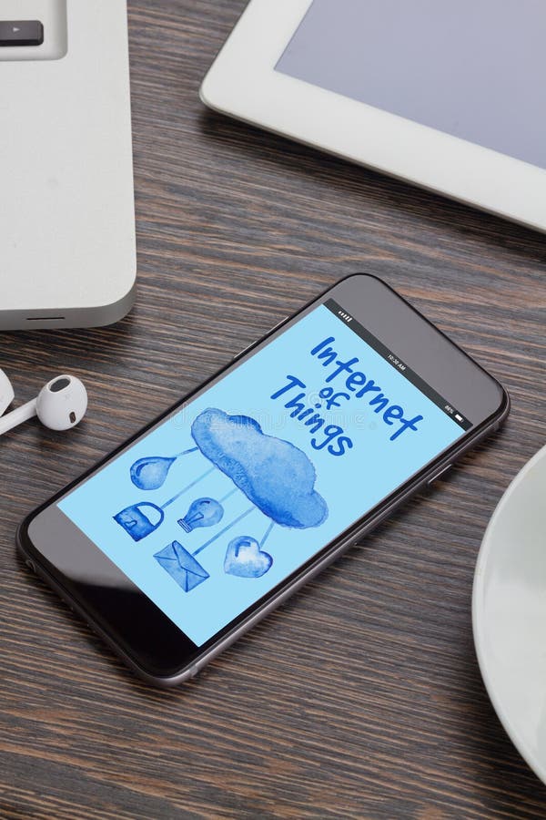 Phone with Internet of Things Icons Stock Photo - Image of online, data ...