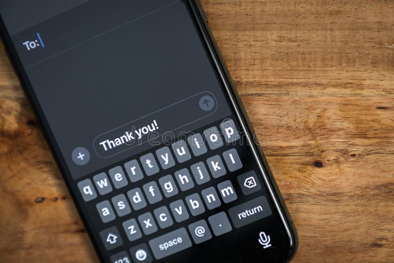 A Phone with a Keyboard on it that Says "thank You" on it Stock Image ...