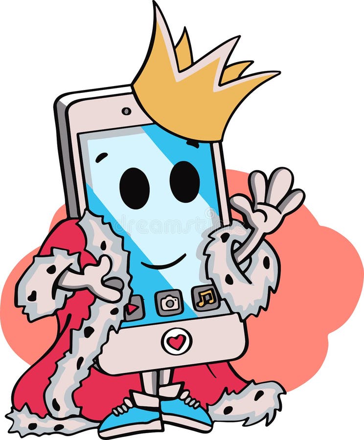 Phone King, Royal Mobile Service Hand Drawn Icon Stock Vector ...