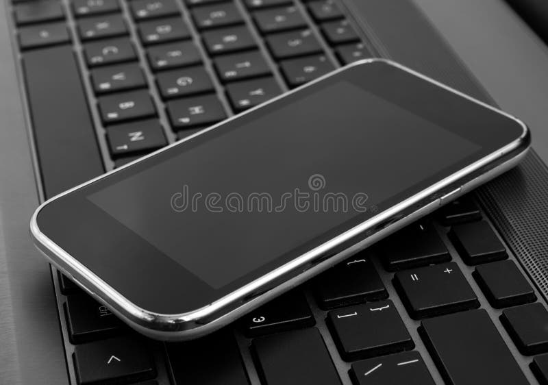 Phone and laptop stock photo. Image of black, assistant - 31877878