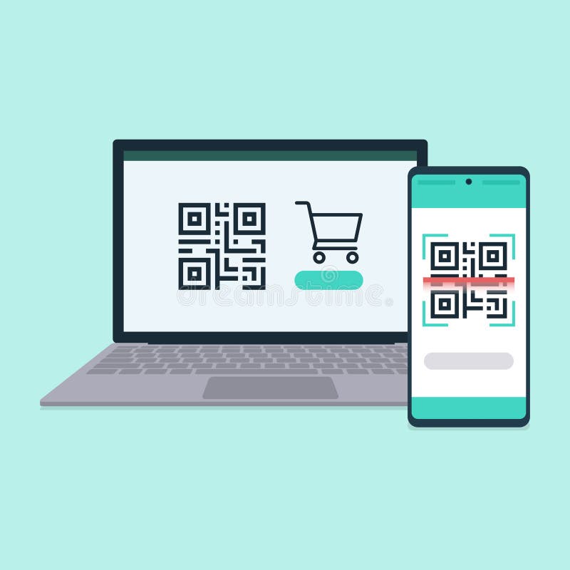 QR Code Online Secure Payments on Devices Stock Vector - Illustration ...