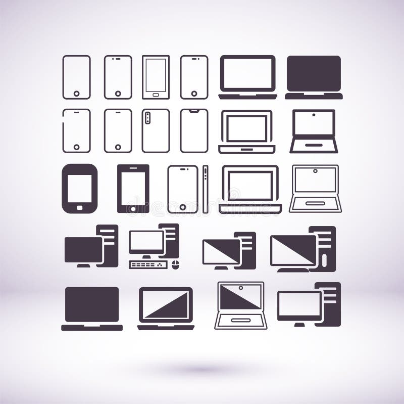 Phone Laptop Vector Work Work with Computer Icons Stock Illustration ...