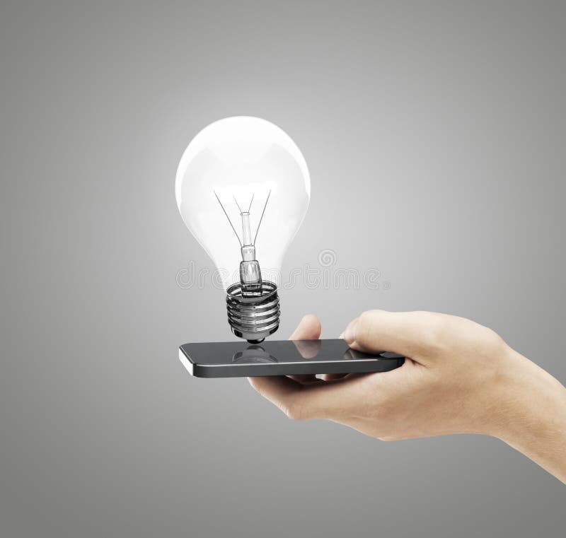 Phone with lightbulb stock image. Image of cell, mobile - 34532473