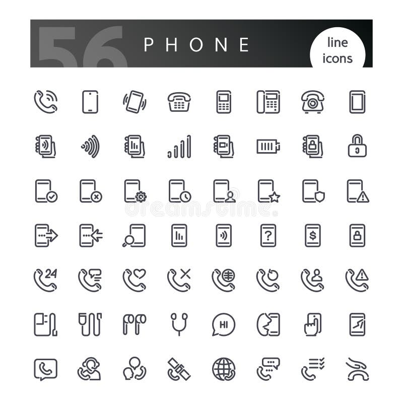 Phone Line Icons Set stock vector. Illustration of service - 215936708