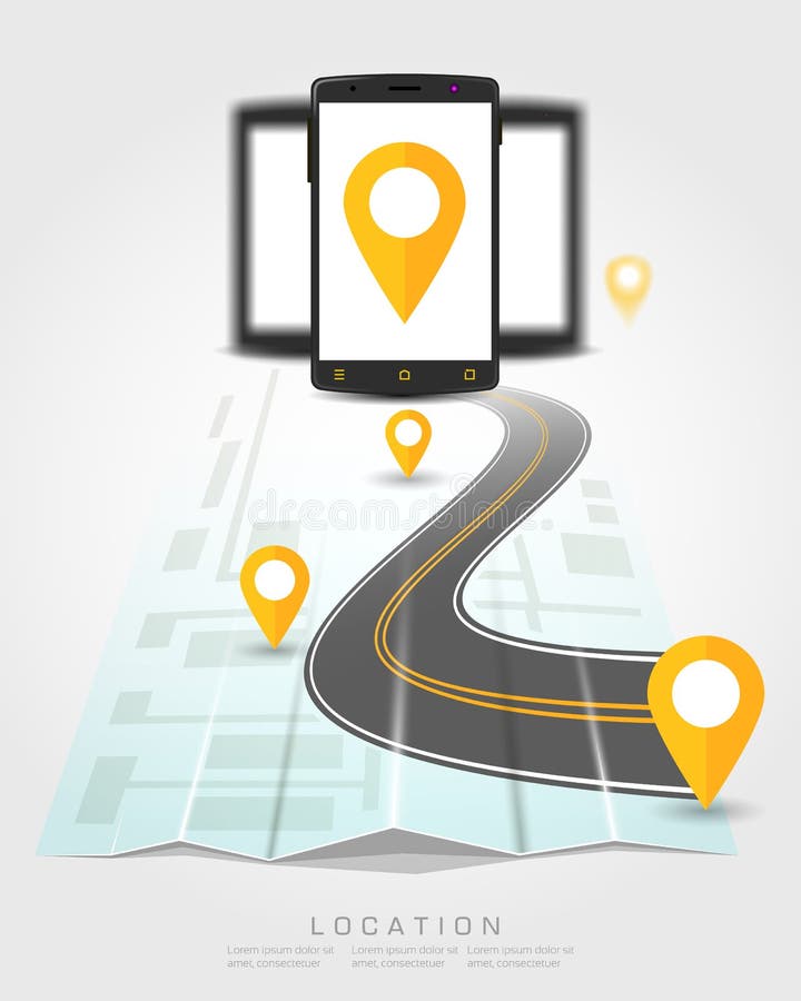 Phone Location on Map Travel and Navigation Stock Vector - Illustration ...
