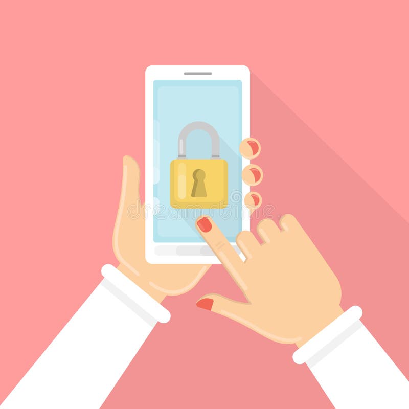 Phone lock concept. stock vector. Illustration of finger - 91065563