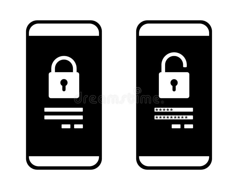 Locked Phone. Password Security Access on Mobile Icon. Private ...