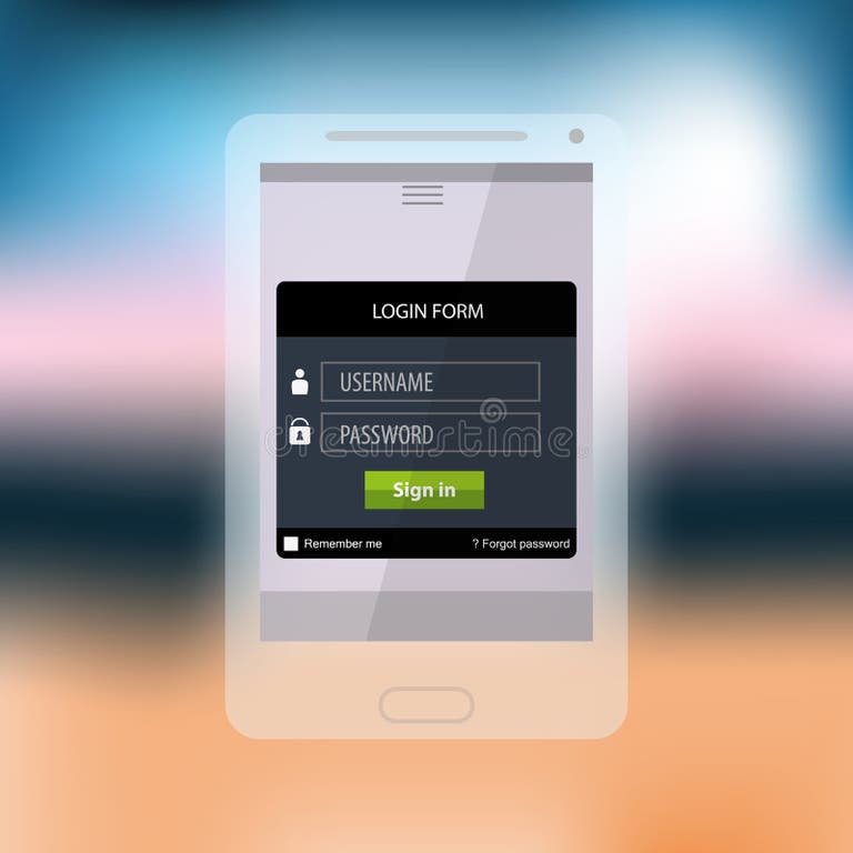 Phone login form template stock vector. Illustration of form - 75322065