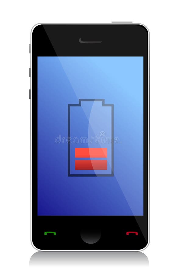 Low Battery Touch Screen Smart Phone Stock Illustration - Illustration ...