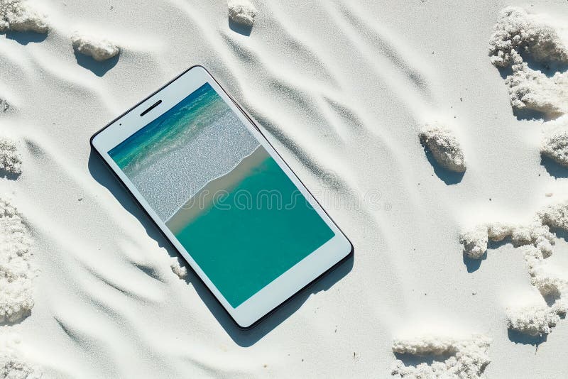 Phone Lying on the Beach Sand. Background Created with Generative Ai ...