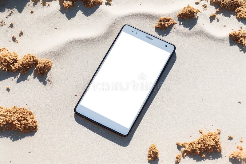 Phone Lying on the Beach Sand. Background Created with Generative Ai ...