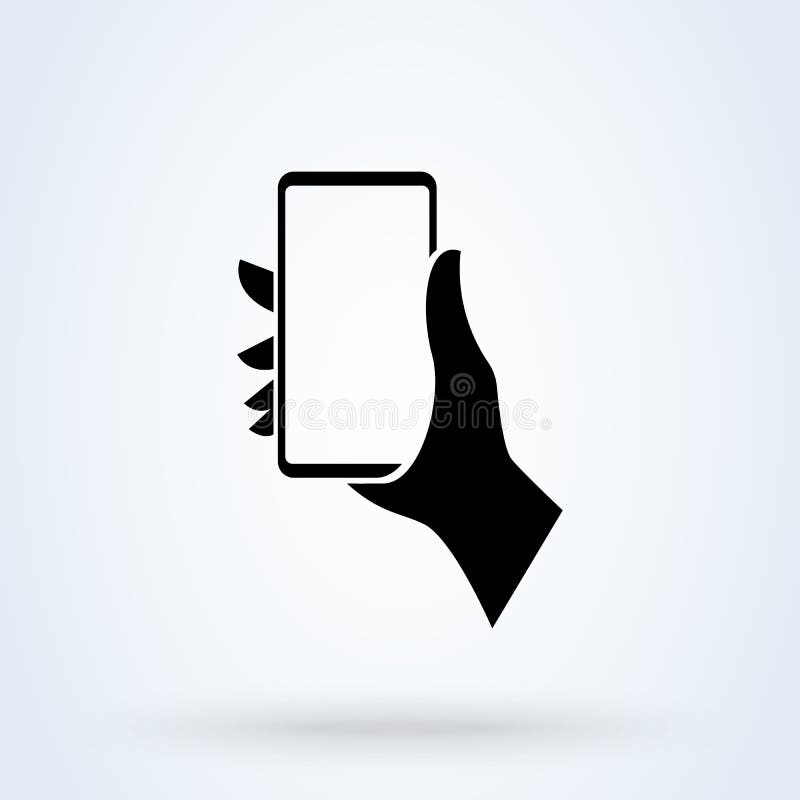 Phone in a Man`s Hand Sign Icon or Logo. Mobile Phone in Hand Concept ...