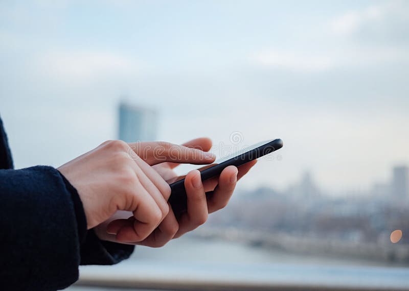 Phone in Man S Hands with Blank Screen Editorial Image - Illustration ...