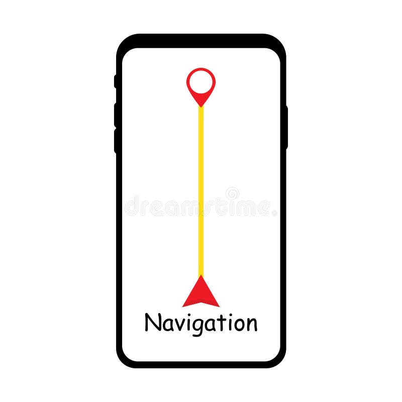 Phone Map Gps Navigation. Phone Gps Navigator Icon Set. Roadmap Icon ...