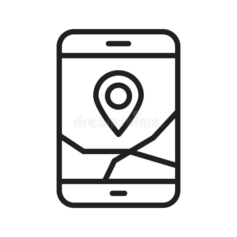 Phone Map Icon Flat Line Illustration Stock Vector - Illustration of ...