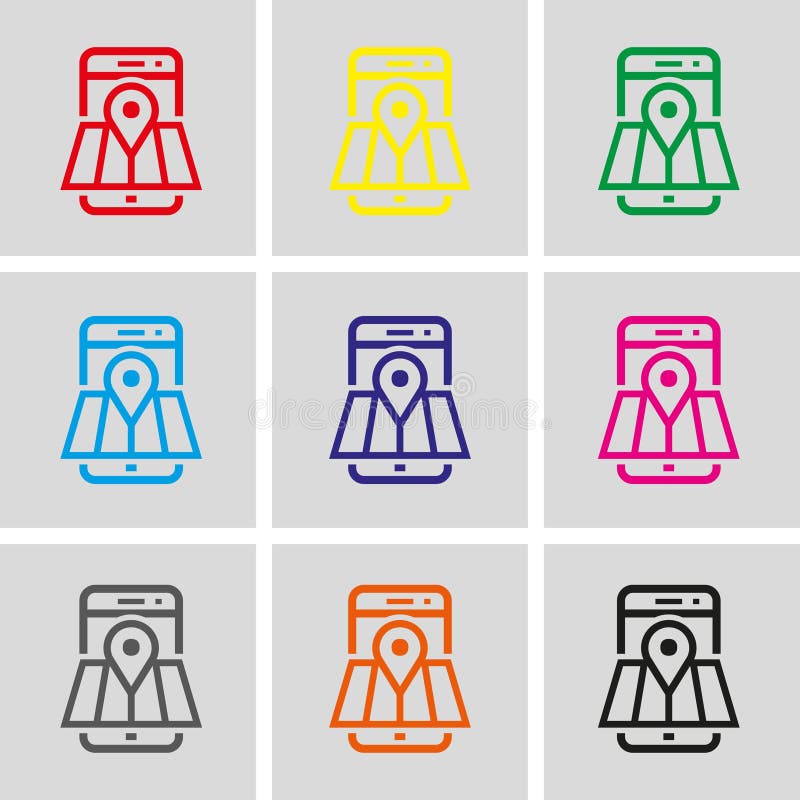 Phone and Map Icon Stock Vector Illustration Flat Design Stock Vector ...