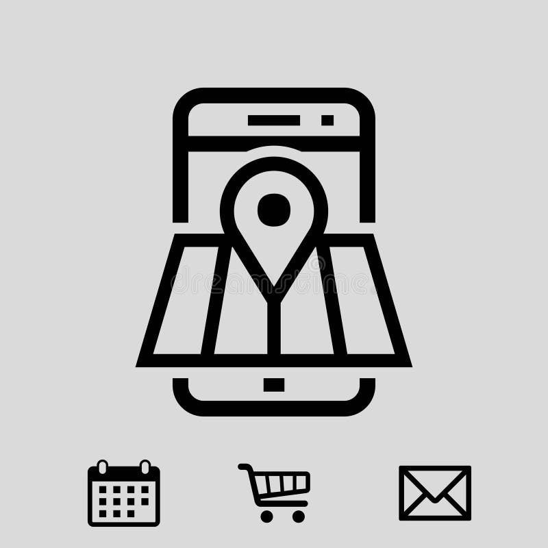 Phone and Map Icon Stock Vector Illustration Flat Design Stock Vector ...