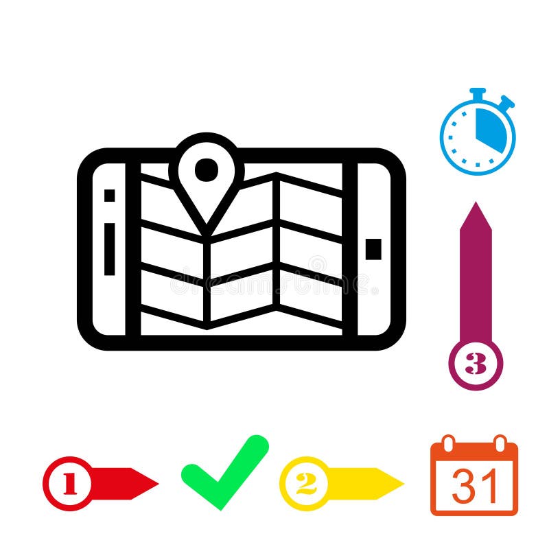 Phone and Map Icon Stock Vector Illustration Flat Design Stock Vector ...