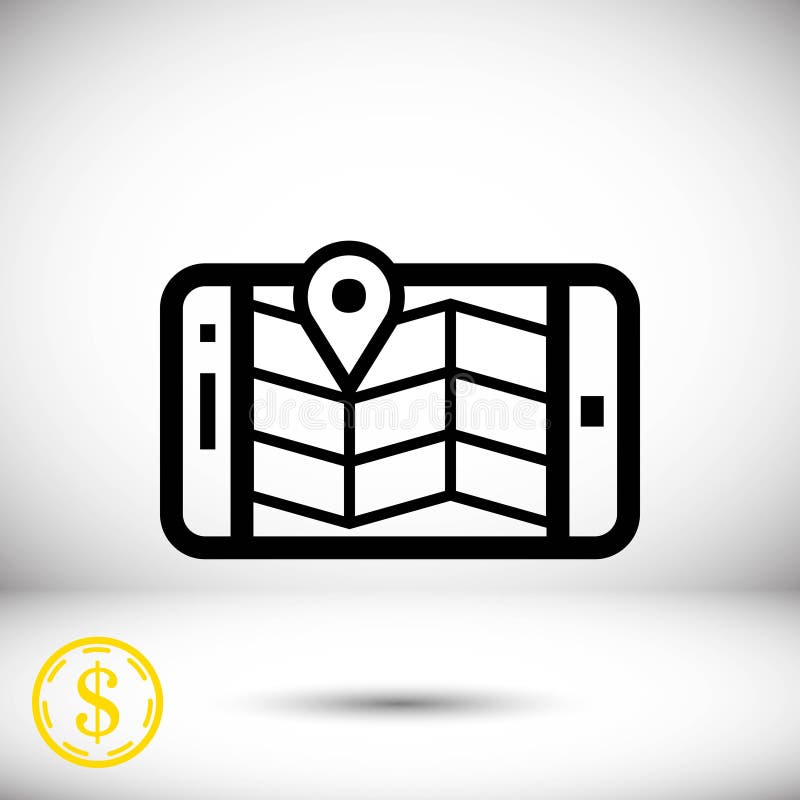 Phone and Map Icon Stock Vector Illustration Flat Design Stock Vector ...