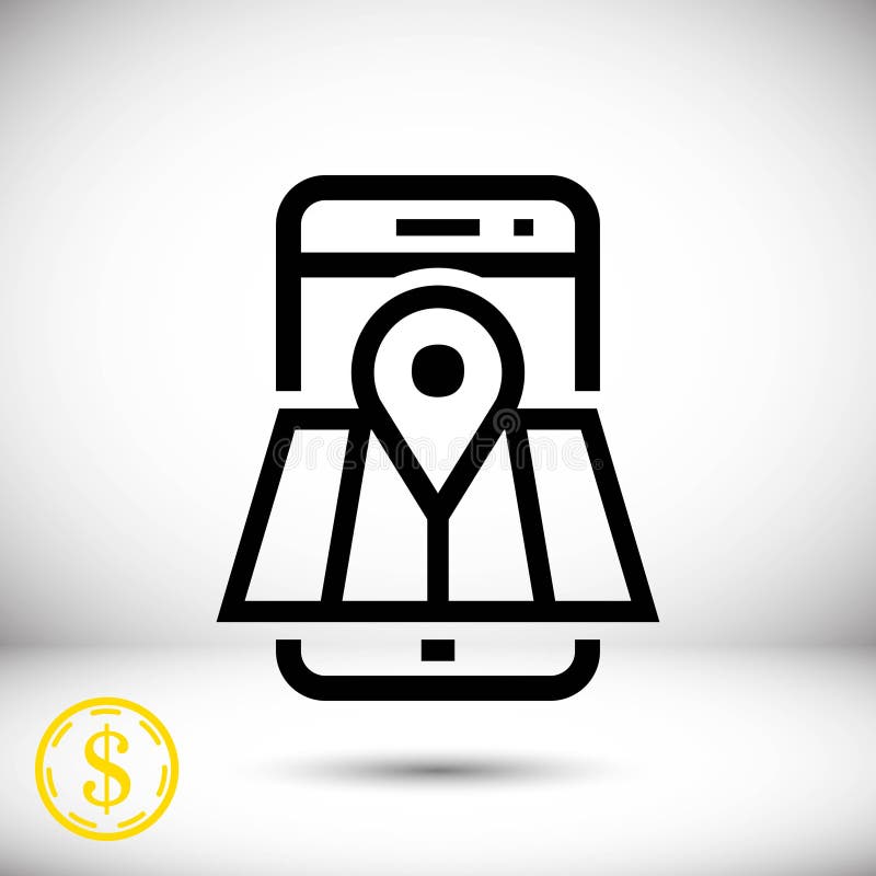 Phone and Map Icon Stock Vector Illustration Flat Design Stock Vector ...