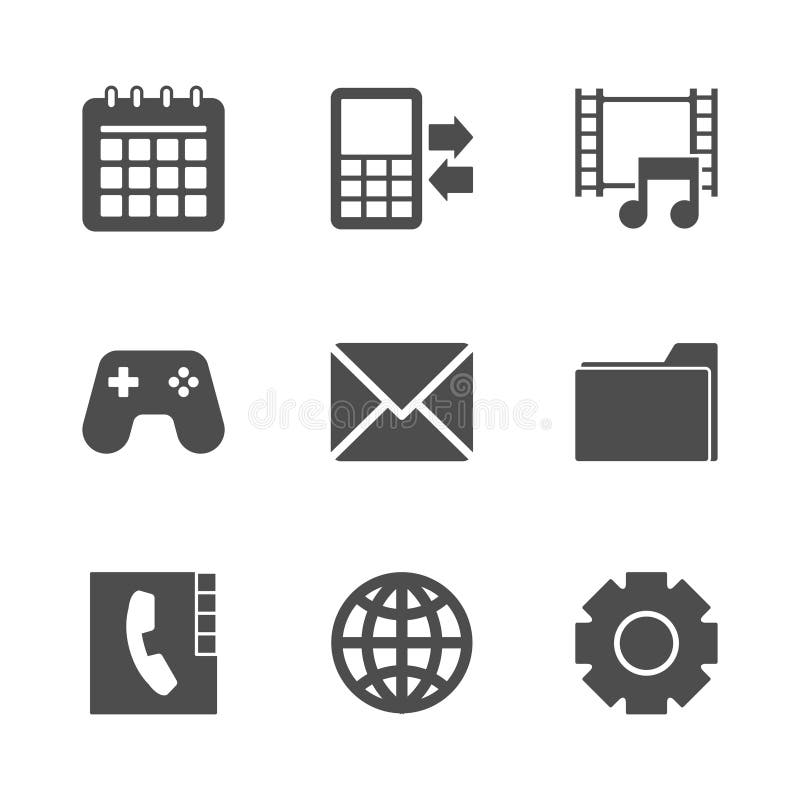 Phone Menu Icons Set stock vector. Illustration of joystick - 47589073