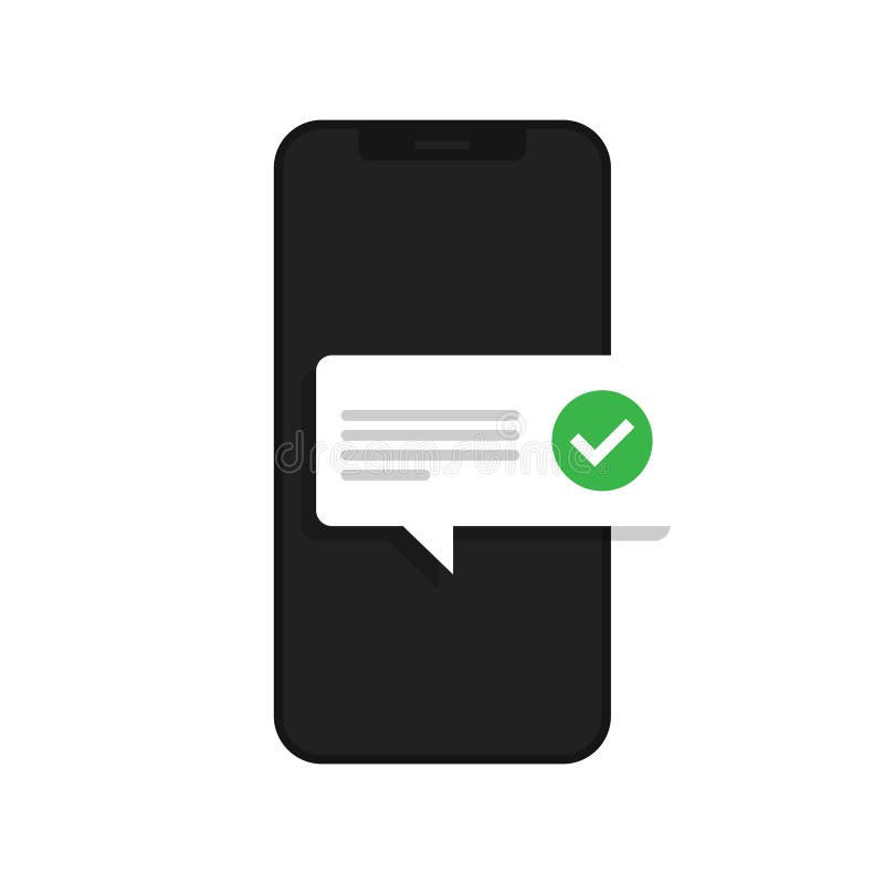 Phone Message. Vector Cartoon Design Illustration. Push Notice ...