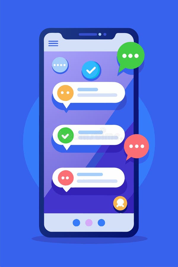 Phone Messaging Concept with Speech Bubbles on the Screen. Mobile Phone ...