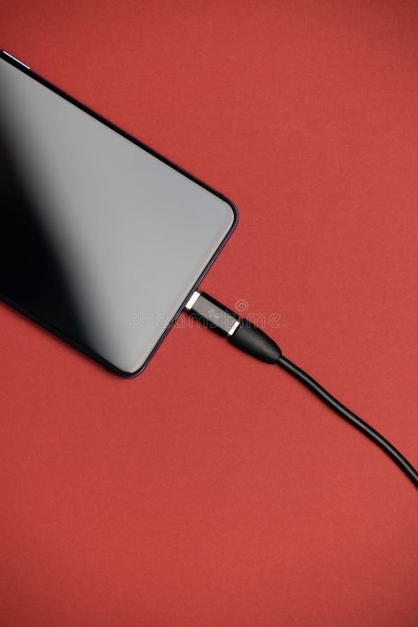 Phone with Micro USB To USB Type C Adapter Plugged in. Phone USB ...