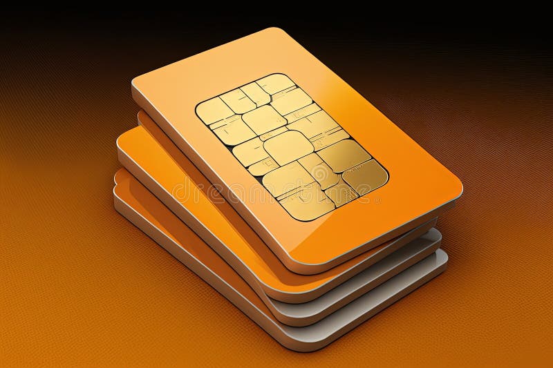 Phone Mobile Cards Smart Sim Orange Stack Stock Illustration ...